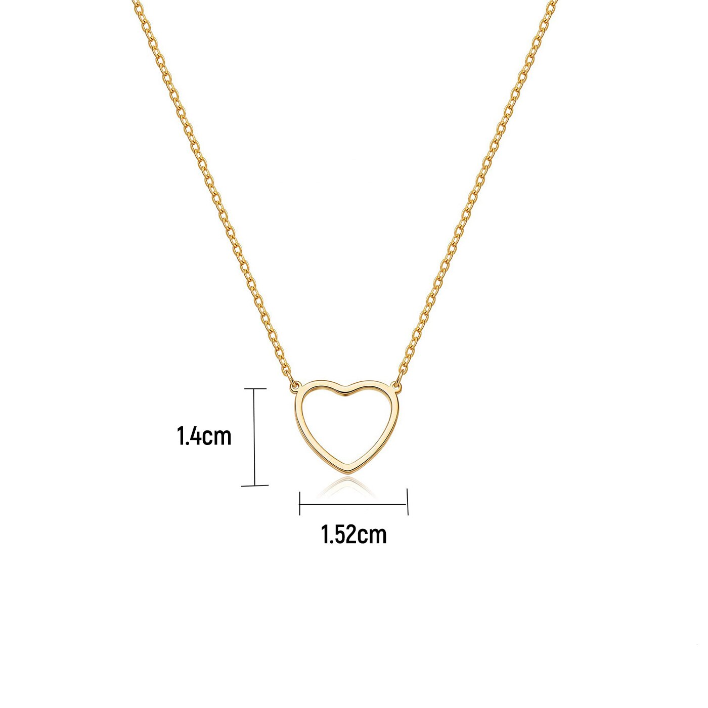 Colier cu inima, Lungime reglabila, lungime lantisor 45 cm, Otel inoxidabil placat cu aur 14K ...