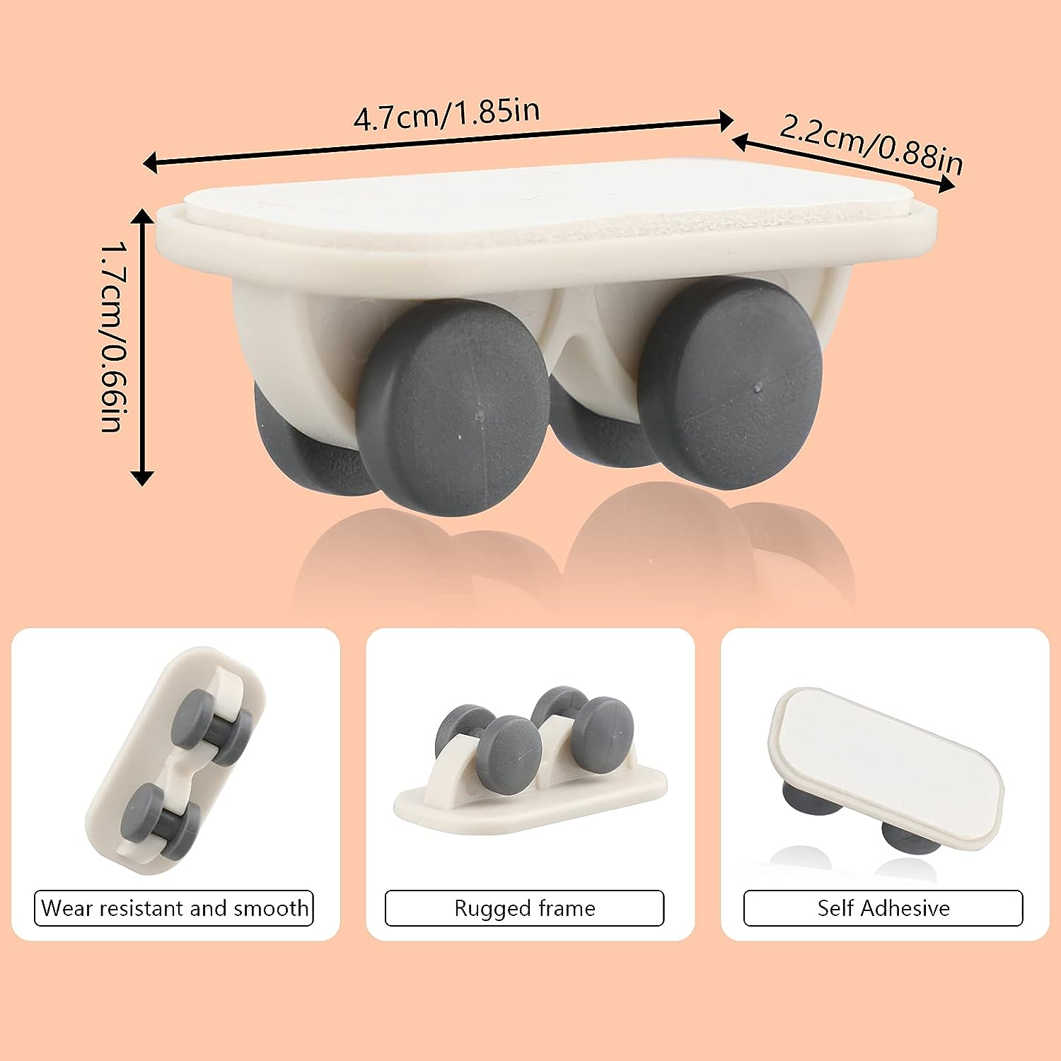 Set 8 Roti pentru mobilier, ABS, Alb/Gri - eMAG.ro