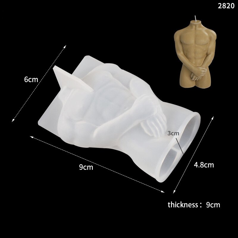 Set 2 matrite lumanari, BOMSTOM, Silicon, 3D，in forma de corp masculin ...