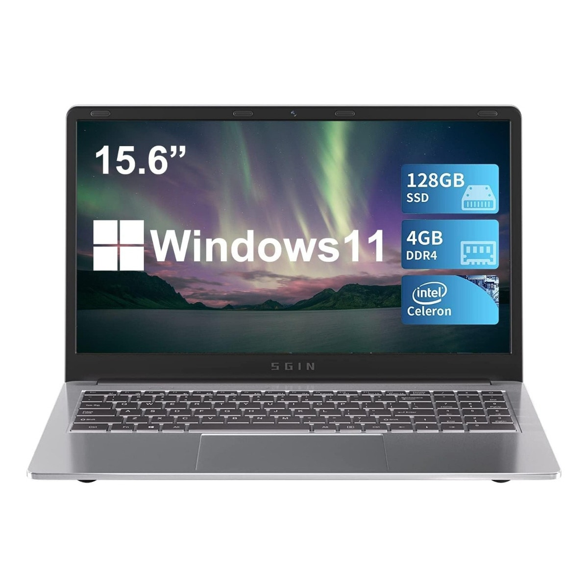 Laptop, SGIN, 15.6 inchi, 4 GB RAM, 128 GB, SSD, Procesor Intel, Gri ...
