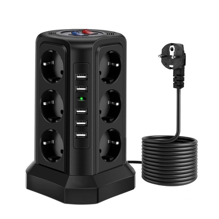 Prelungitor tip turn 5 USB/12 Prize, incarcare rapida, comutator ...