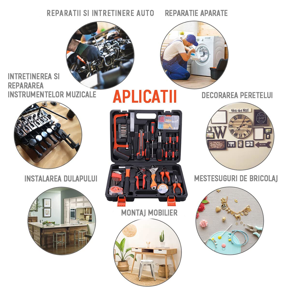 Trusa scule profesionala de 100 piese, Maner anti-alunecare, Vaxiuja ...