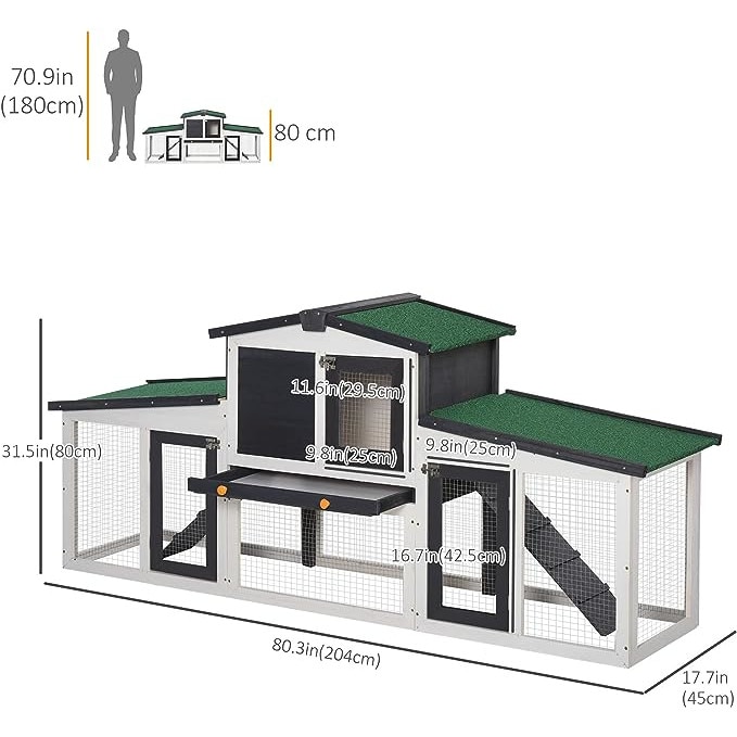 Cusca pentru animale mici cu piste duble din lemn in aer liber cu tava ...