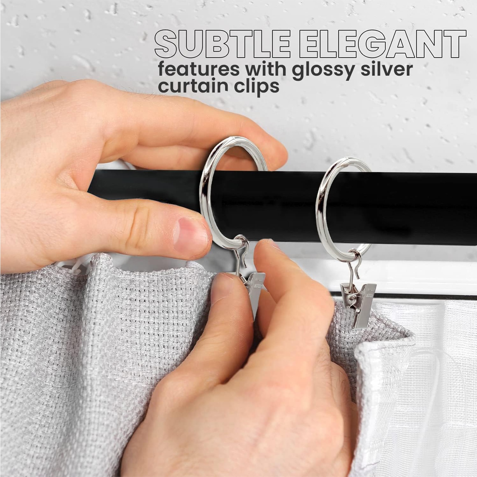 Set 44 de inele pentru perdele cu cleme, NUODWELL, Usor de instalat ...