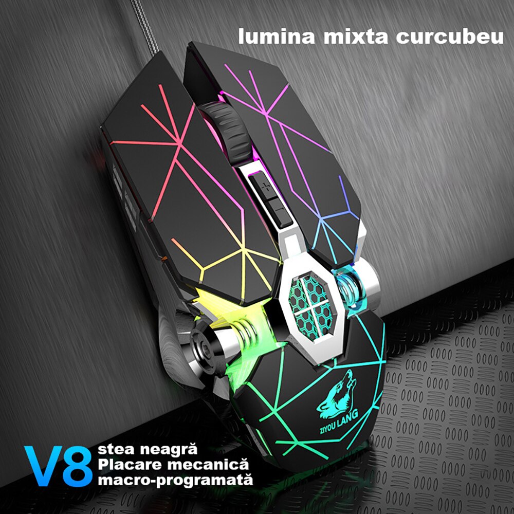 Mouse gaming V8, Vaxiuja, 7 efecte de iluminare, Cu fir, Ergonomic ...