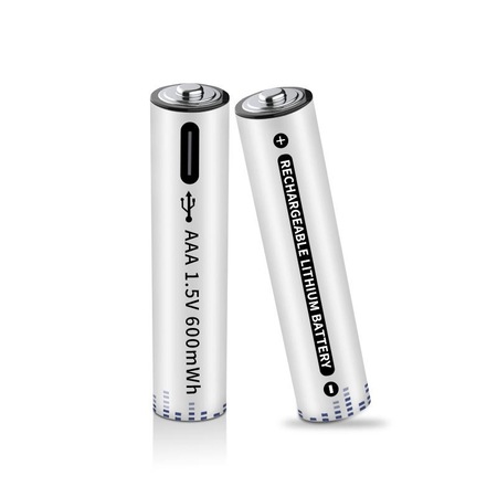 Set 2 acumulatori AAA 1.5V, 600 mWh, Li-Ion cu incarcare USB - eMAG.ro