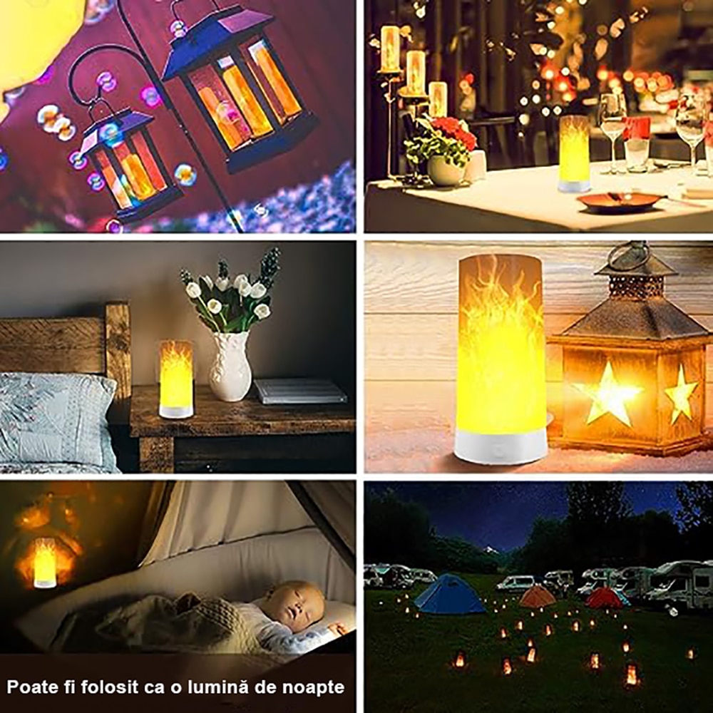 Lampa LED cu efect flacara, YWX, Incarcare USB, Control telecomanda ...