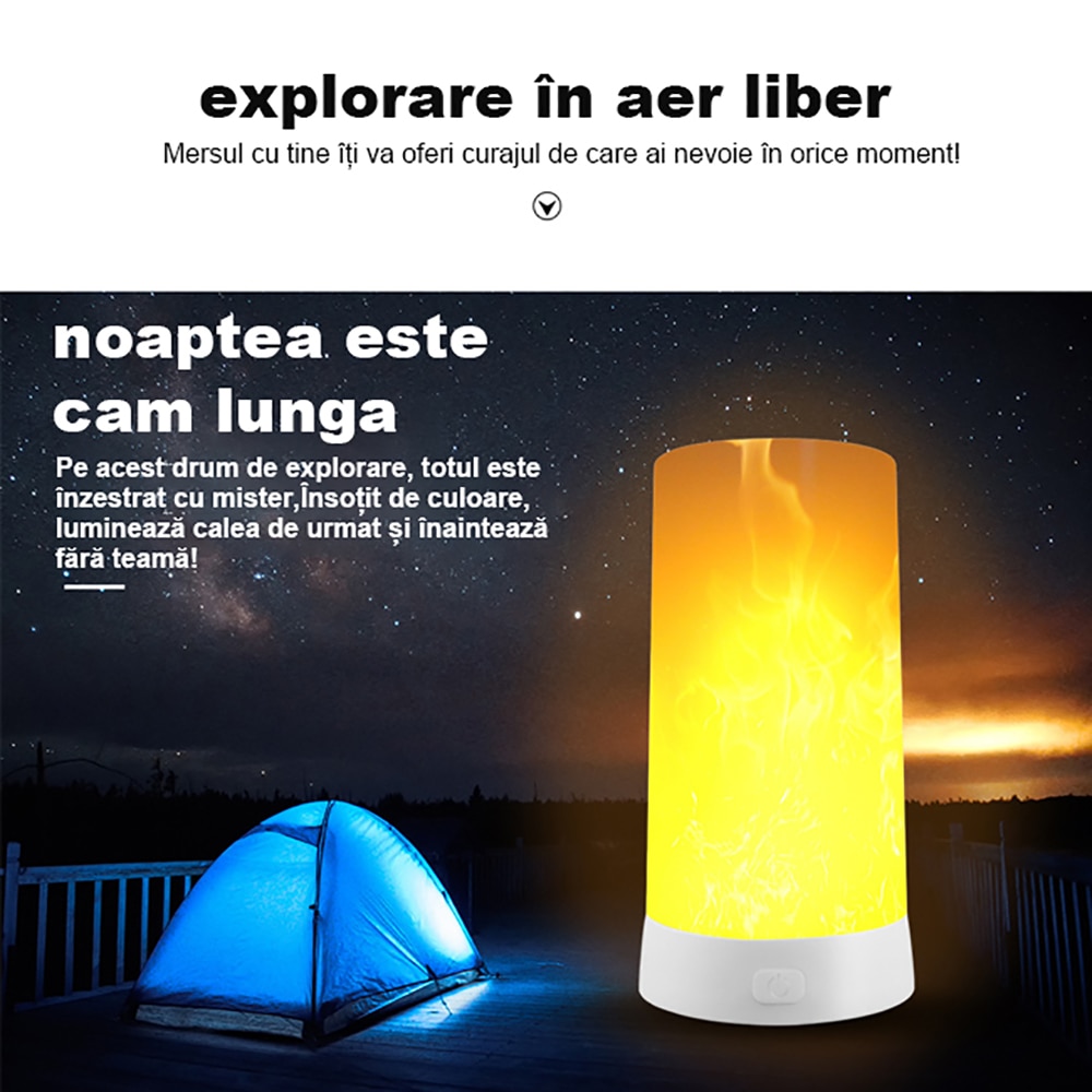 Lampa LED cu efect flacara, YWX, Incarcare USB, Control telecomanda ...