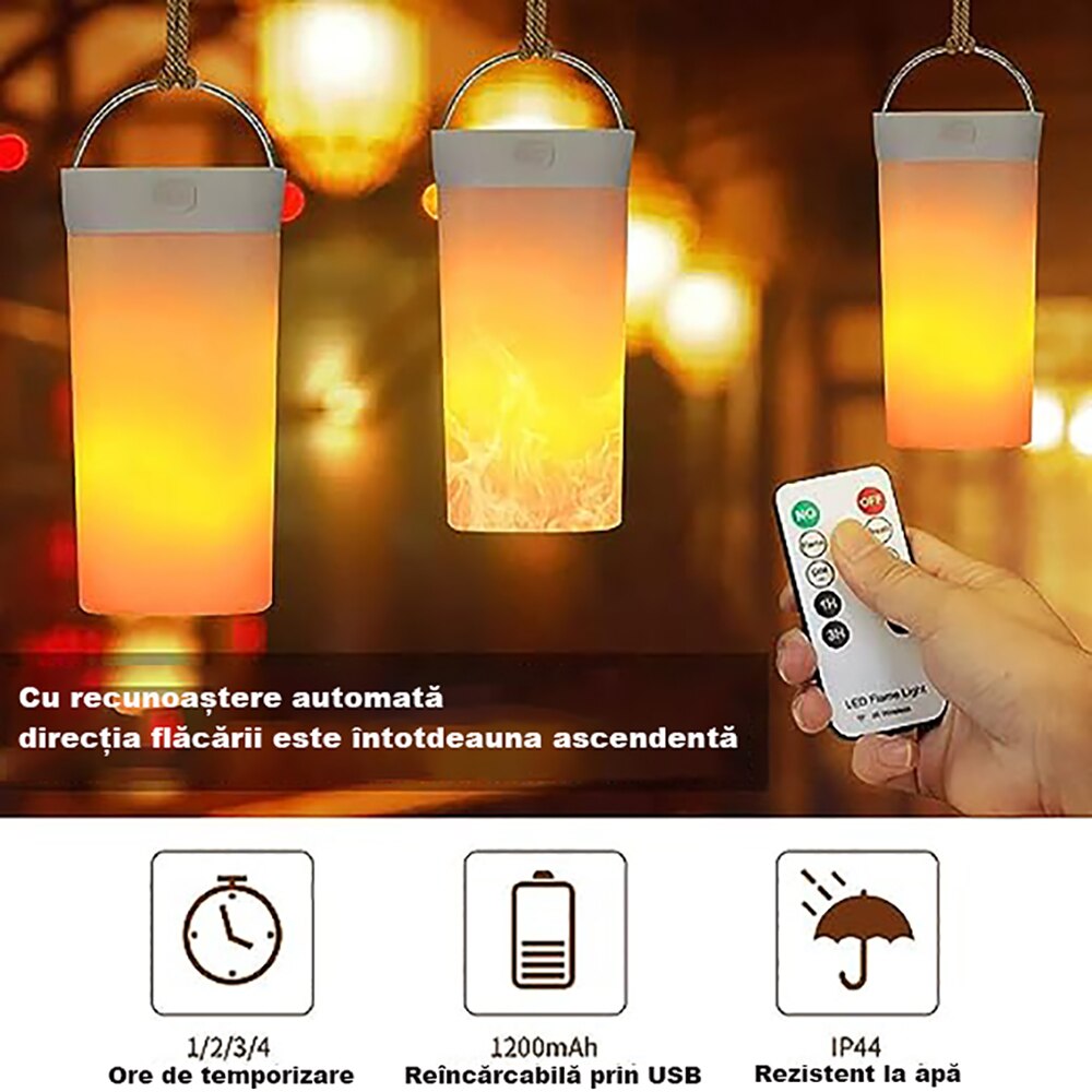 Lampa LED cu efect flacara, YWX, Incarcare USB, Control telecomanda ...