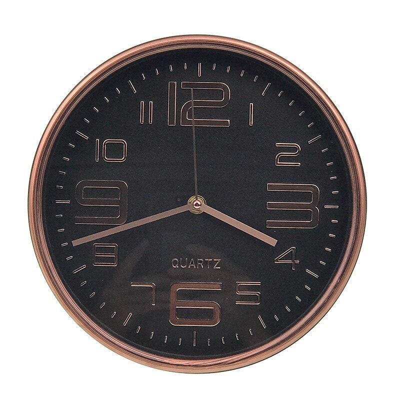 Ceas de Perete, Plastic, 25x25cm, Negru-Bronz Metalizat - eMAG.ro