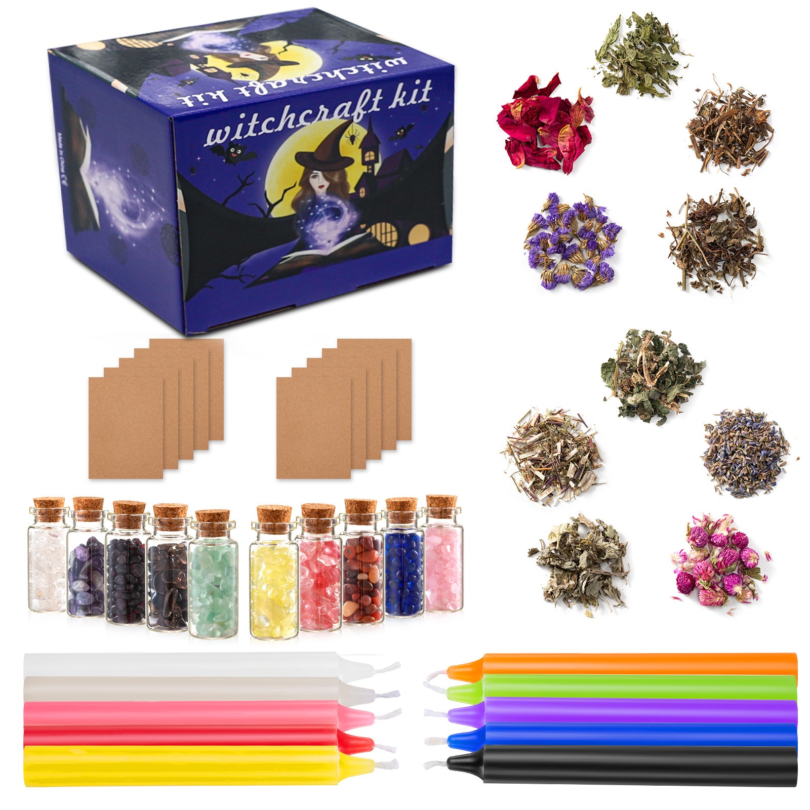 Set cristale lumanari pietre naturale si flori uscate, BOMSTOM, 42 ...