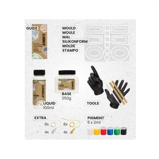 Kit modelaj pentru incepatori, Jesmonite, AC100, cercei, 6 componente ...