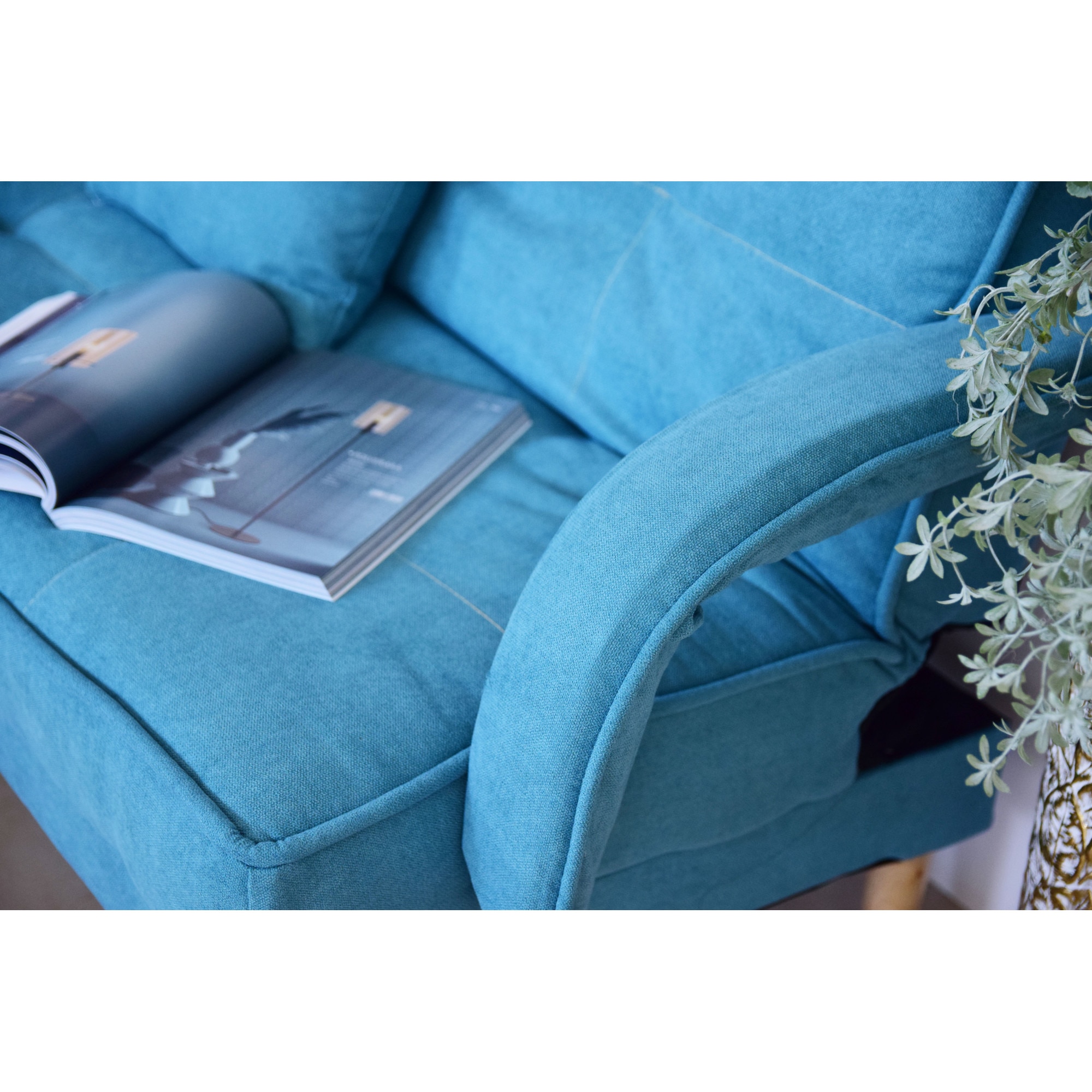 Canapea Clara 200x78x62 cm, Rabatabila Material Stofa Nuanta Turcoaz ...