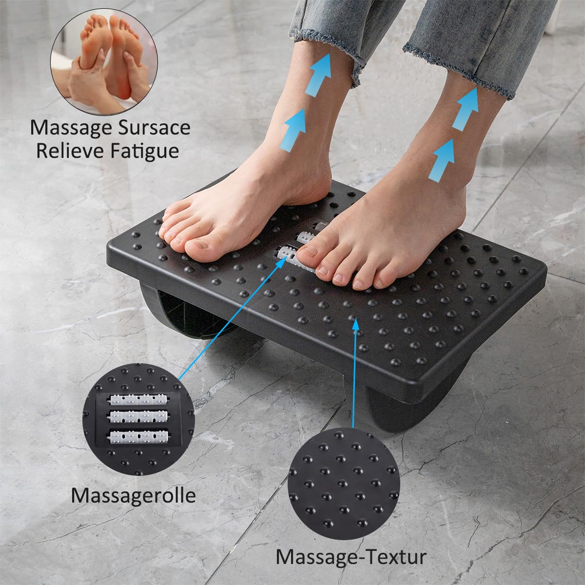 Ергономична опора за крака, WALALLA, Пластмаса, Масаж, Черна - eMAG.bg