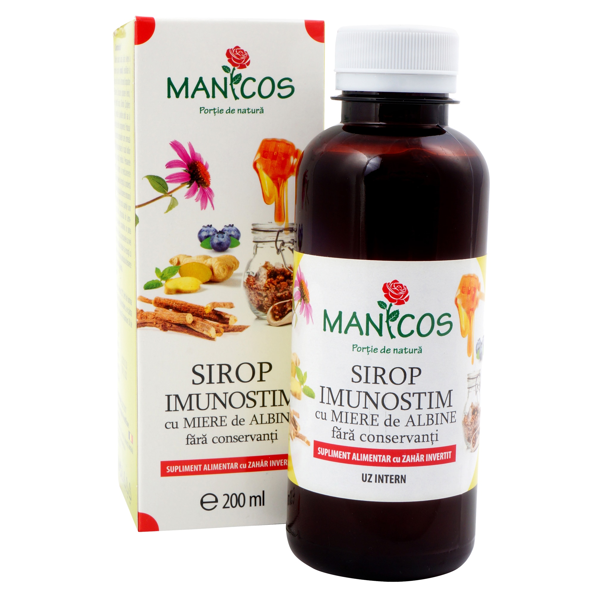 Sirop Imunostim cu miere, afine, echinacea, ghimbir, lemn-dulce si ...