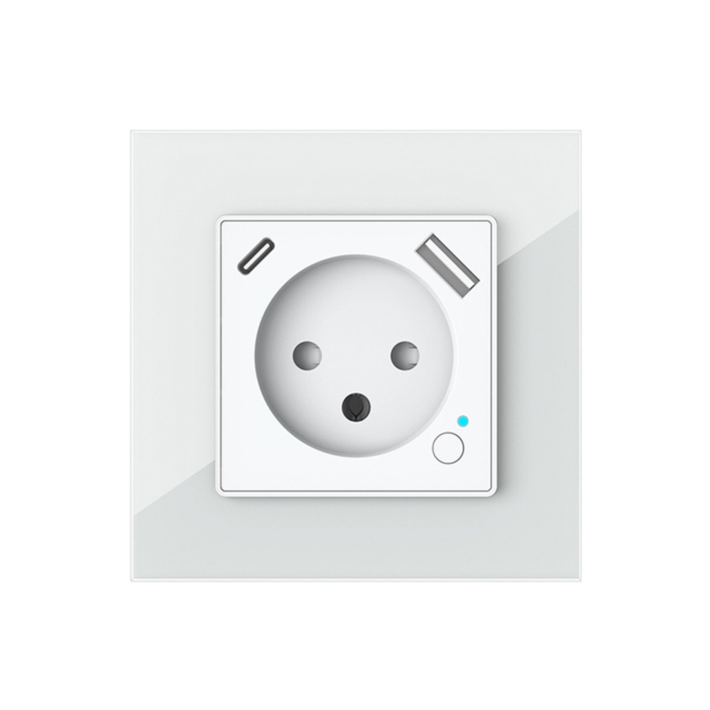 Priza de perete Smart WiFi, cu port USB-C si USB-A de 20W, compatibila ...