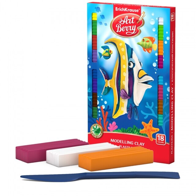 Pasta modelatoare ArtBerry cu Aloe Vera, 18 culori + ustensila de ...