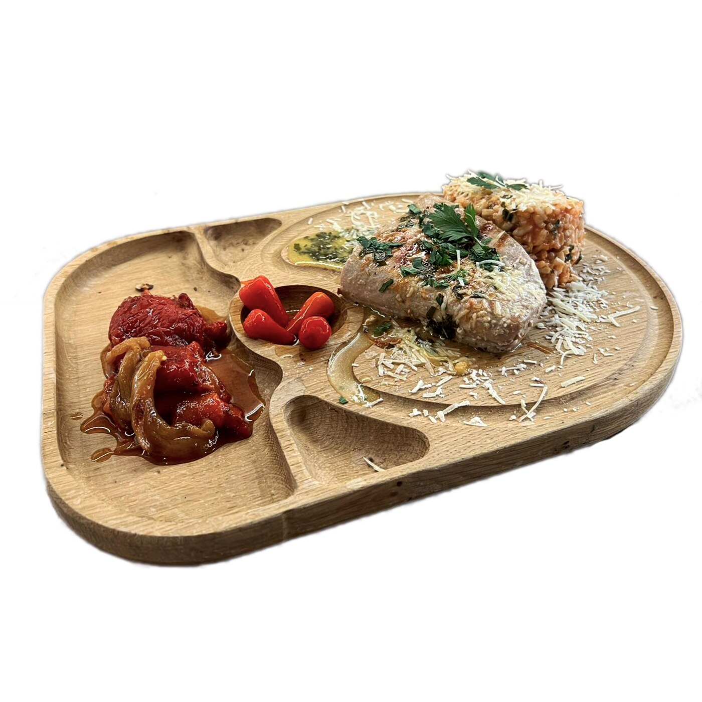 Platou servire hamburger, carnuri sau alimente cu compartimente de sos ...