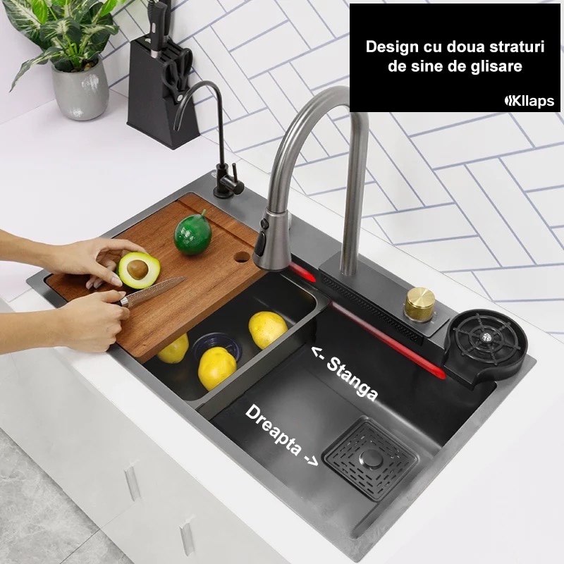 Chiuveta multifunctionala cu accesorii, Kllaps, 8045-B, baterie cascada ...