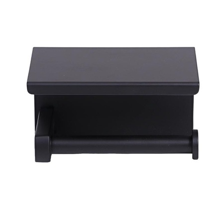 Suport pentru hartie igienica cu raft adeziv, Otel inoxidabil, Negru ...