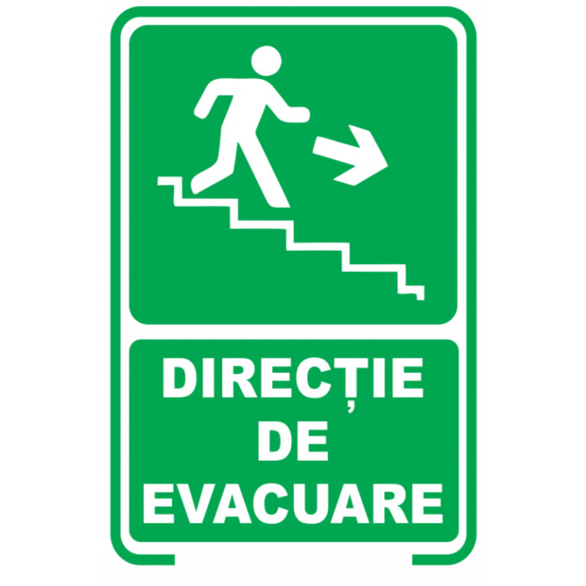 Semn indicator, directia de evacuare scari jos dreapta, Autocolant ...