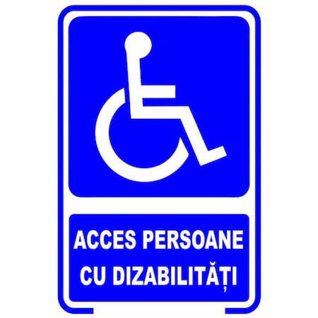 Semn indicator, acces persoane cu dizabilitati, Autocolant, albastru ...