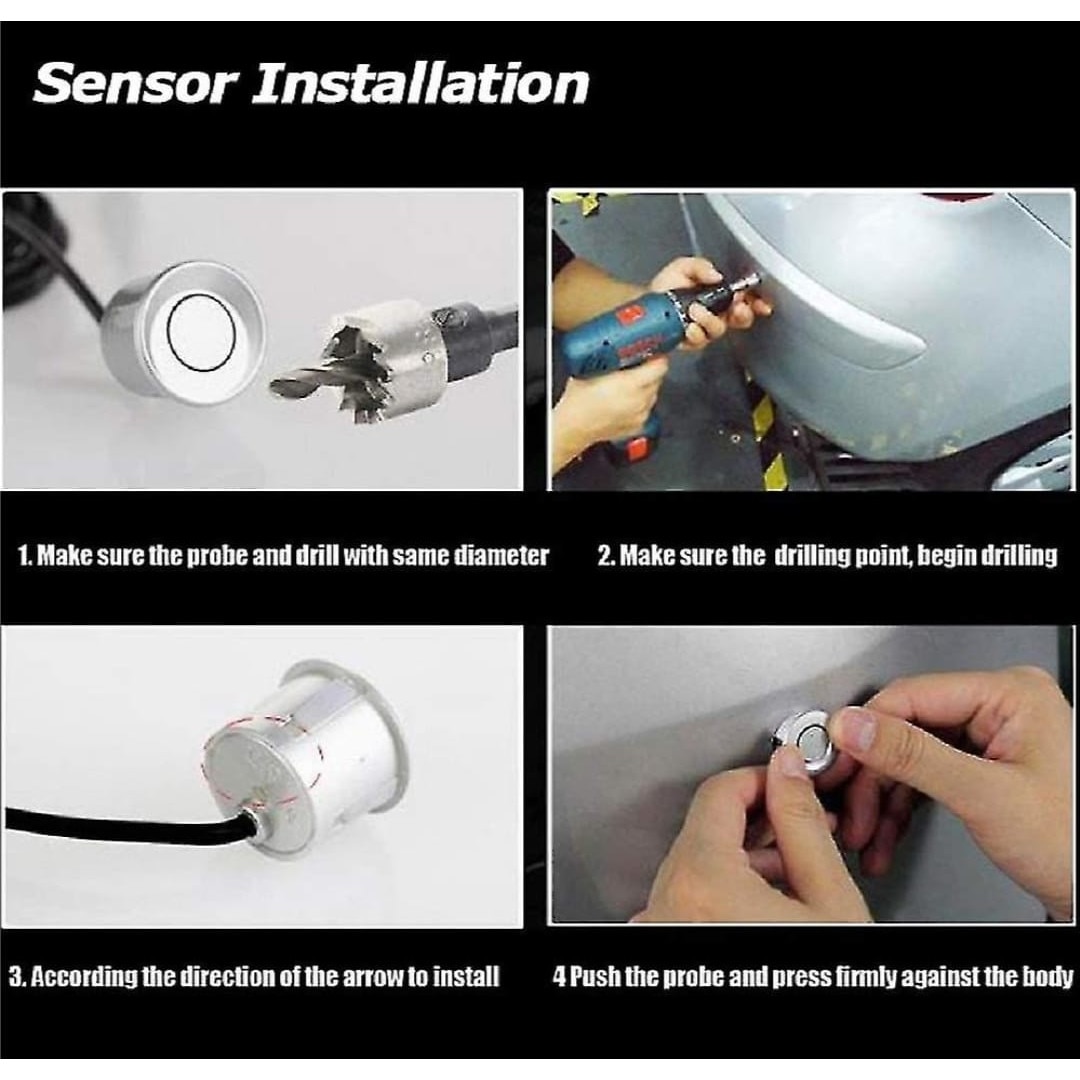 Kit Senzori de Parcare Fata Spate Universali AutoREY® Premium cu Display si Avertizare Sonora, 8 ...