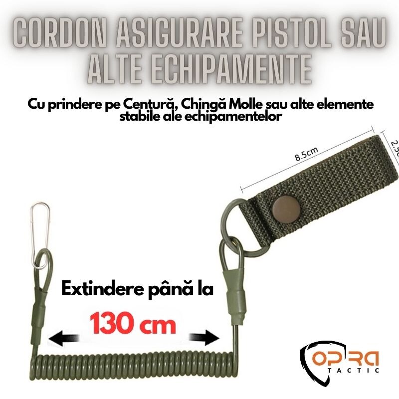 Cordon Extensibil Asigurare Pistol, Helicoidal, Spiralat, Verde, OPRA ...