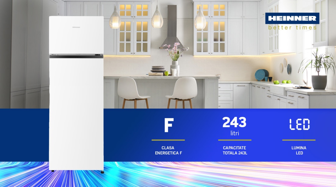 Frigider cu 2 usi Heinner HF-HS243F+, 243 l, Control mecanic, Lumina ...