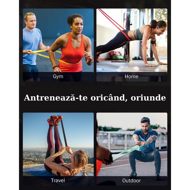 Set Benzi Elastice din Latex Pentru Antrenament Sala, Fitness, Yoga ...