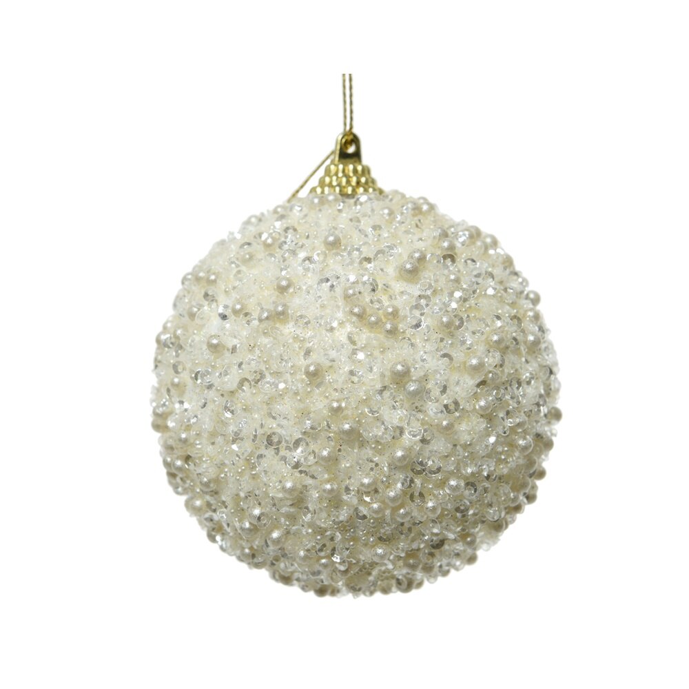 Glob brad Craciun cu perle Glitter Pearl, 8 cm, SHATTERPROOF, alb - eMAG.ro