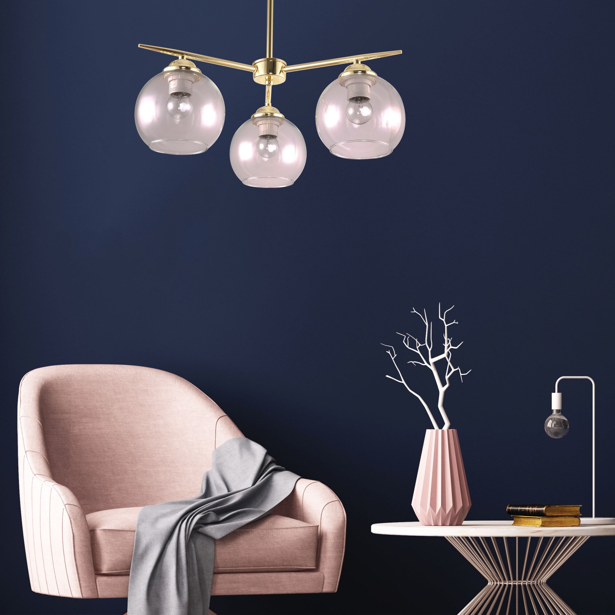 Candelabru NOVA cu 3 brate, Agora Lightning, Otel, Auriu, 40 cm - eMAG.ro