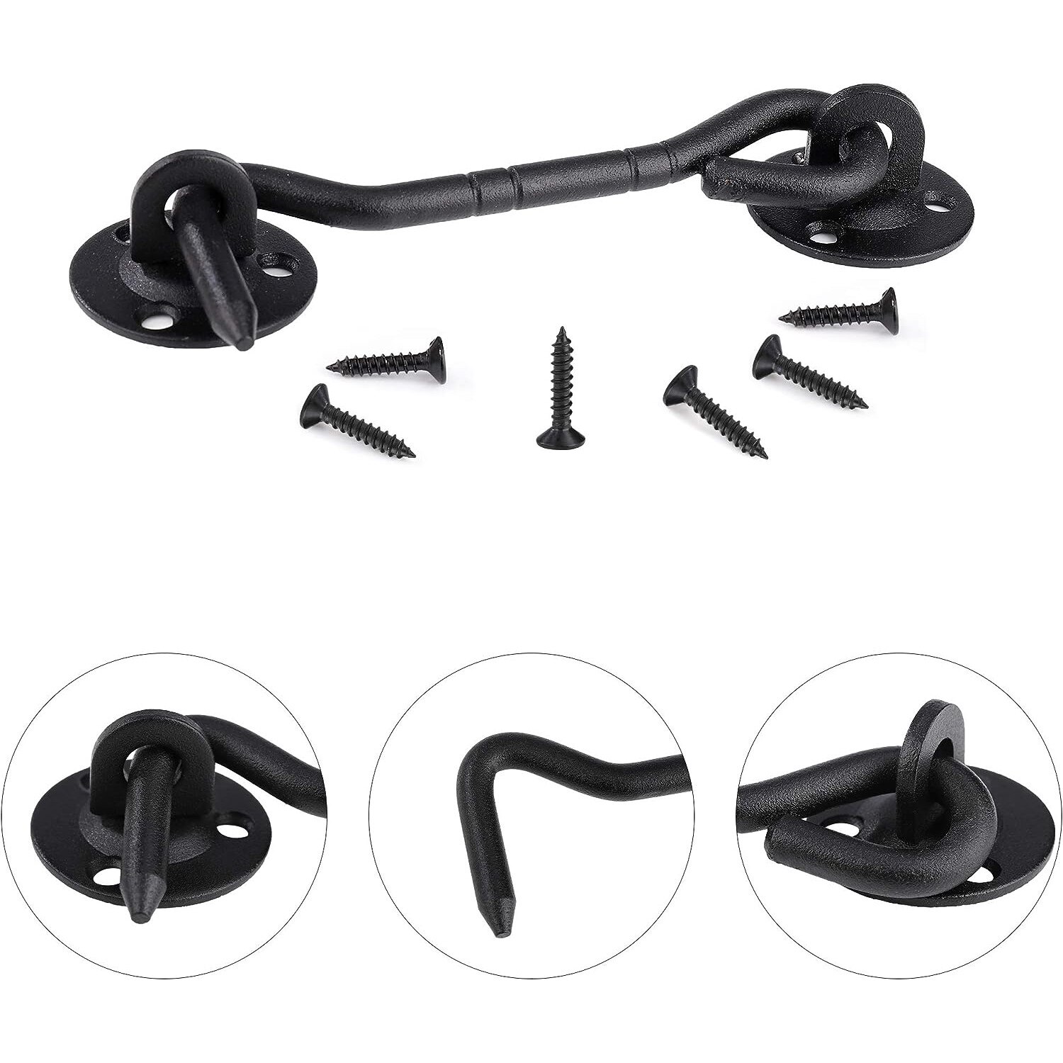 Set 3 carlige pentru blocare mobilier, Otel inoxidabil, 100 mm, Negru ...