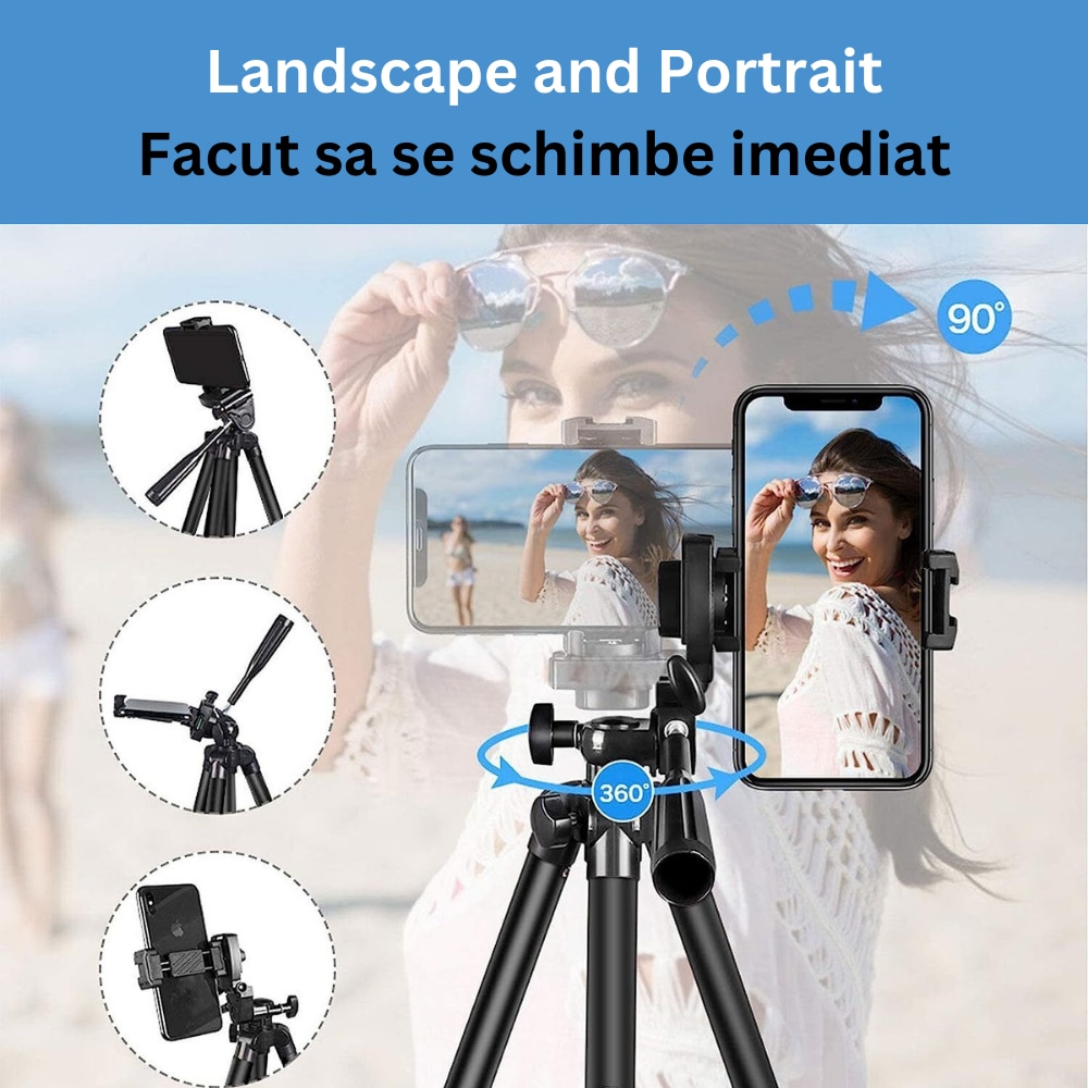 Trepied Telescopic 4 in 1 pentru Telefon, Camera Foto, GoPro ...