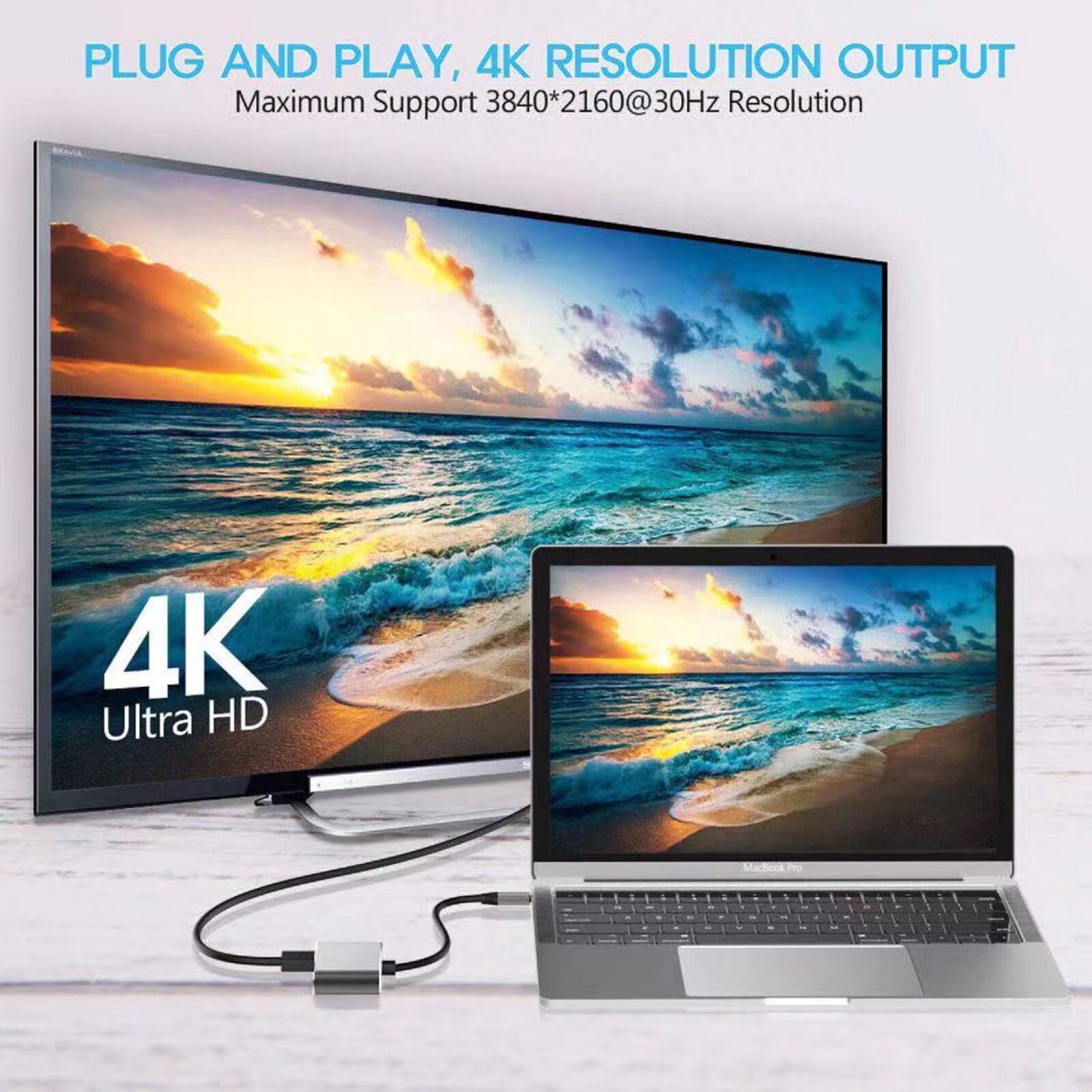 Hub adaptor, zggzerg, cu 1080P VGA, 4K HDMI, 15W PD Charging, Cipuri de ...