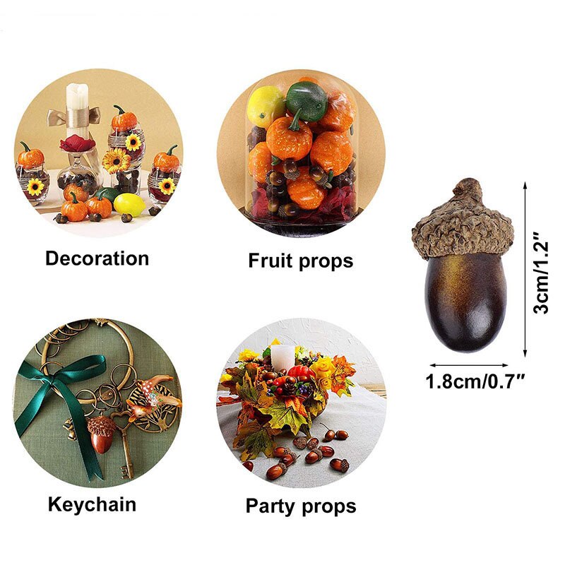 Set 50 ghinde artificiale decorative, Sunmostar, Spuma, 1.8 x 3 cm ...