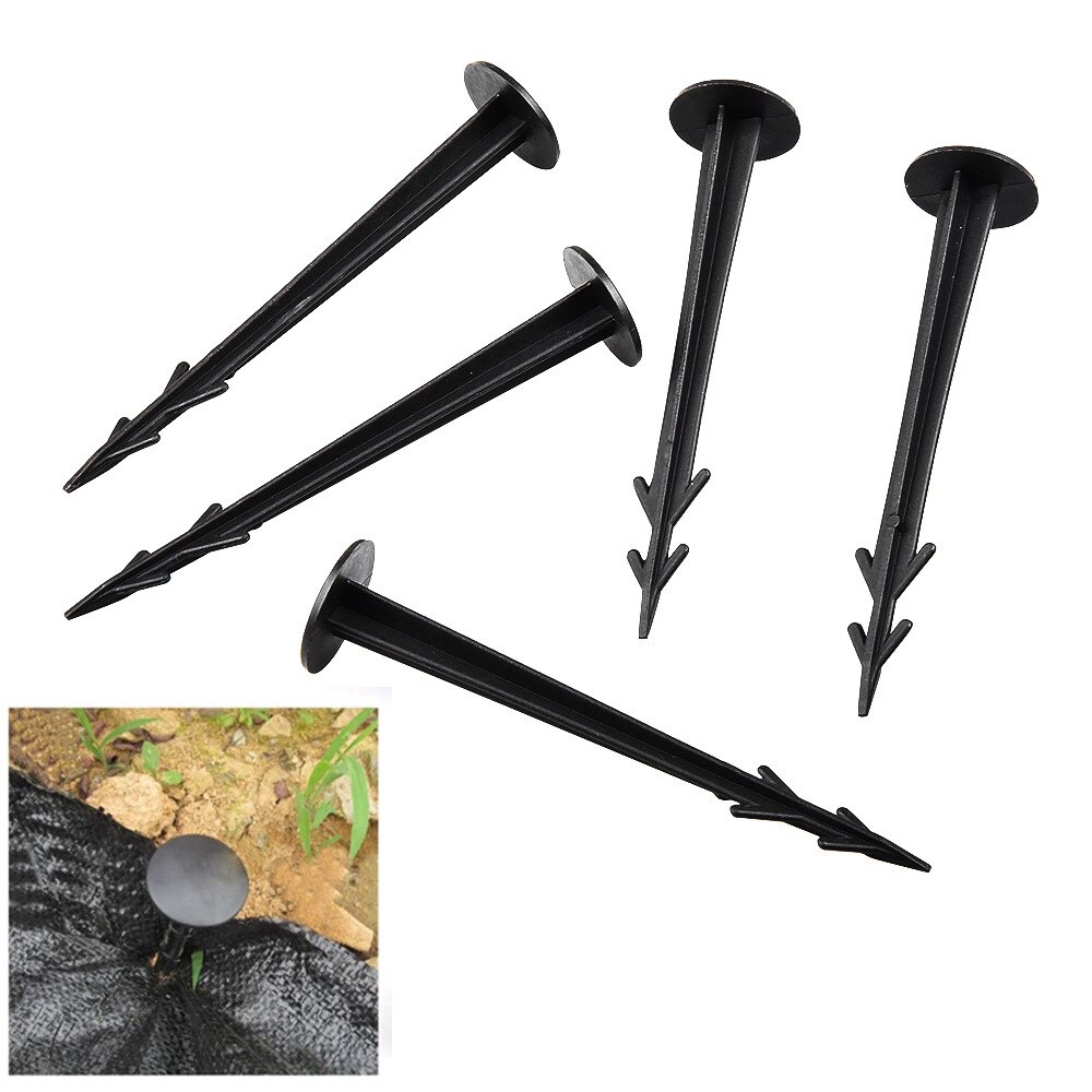Set 50 tarusi de fixare pentru gradina, Llwl, Plastic, 16 cm, Negru ...