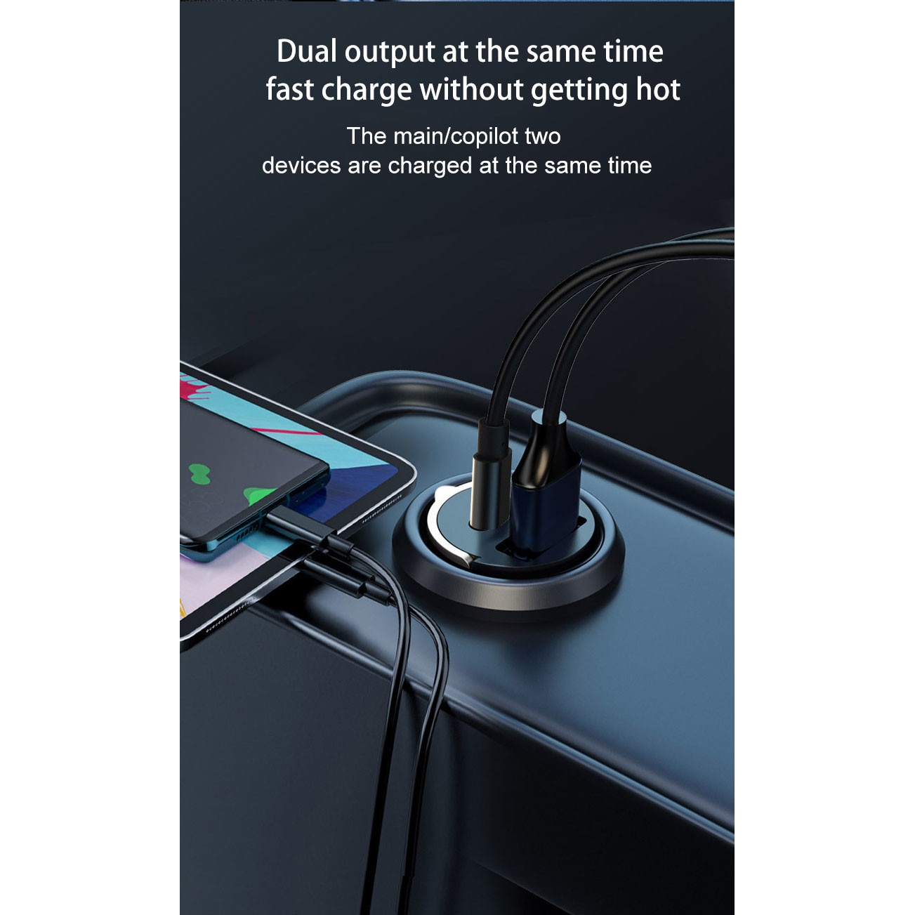 Incarcator auto, hidden design, SuperFastCharge 60W, USB Tip C PD 30W ...