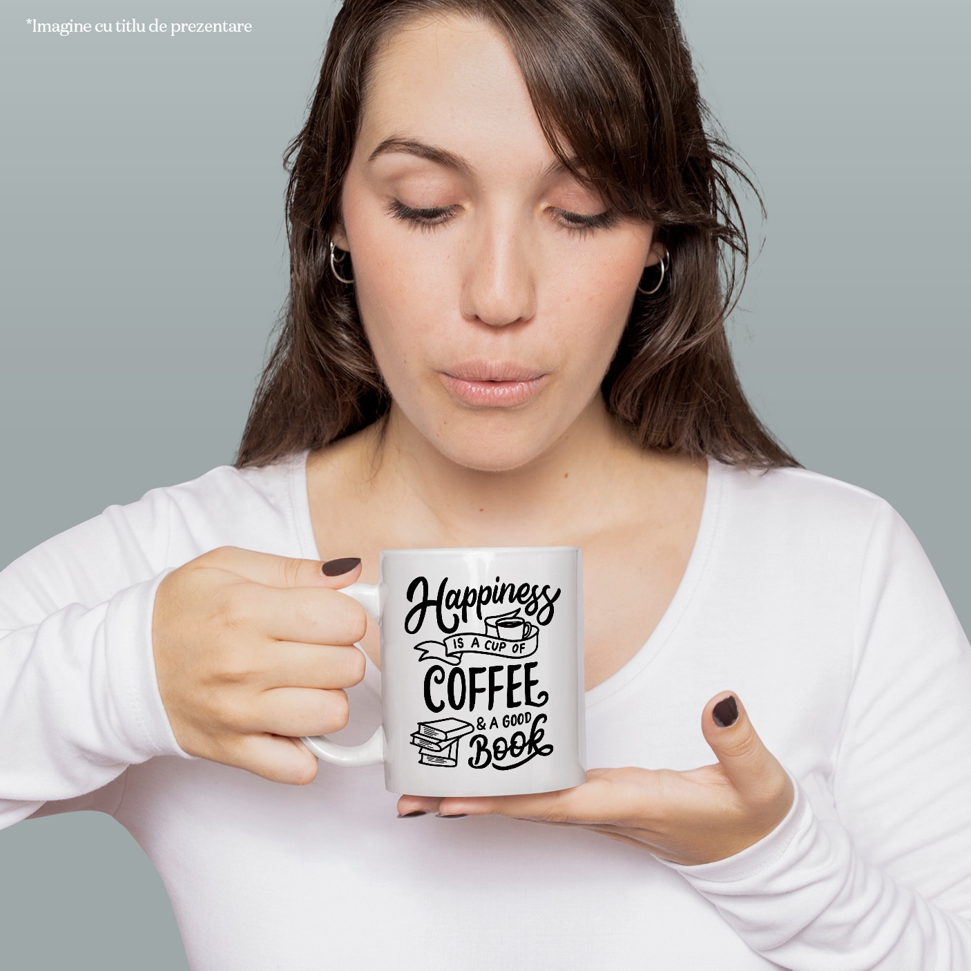 Cana Cu Mesajul Happiness Is A Cup Of Coffee & A Good Book, Carti ...