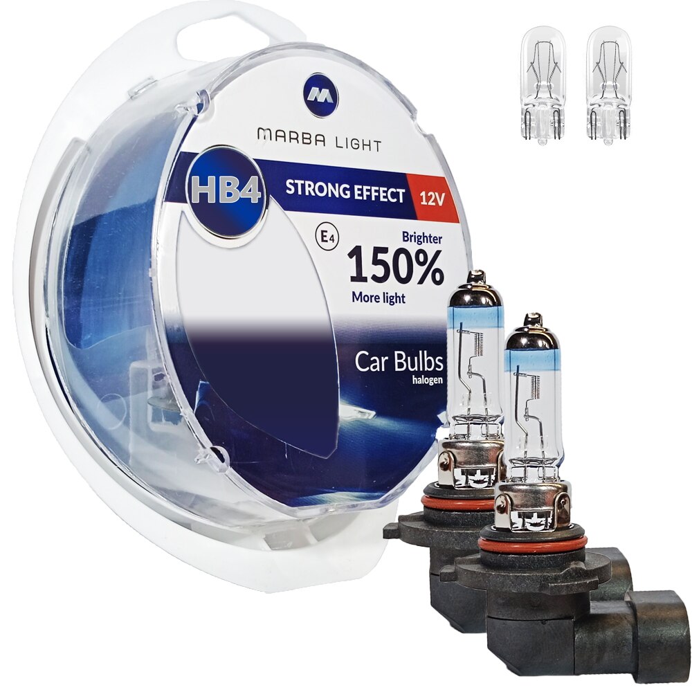 Set 2 becuri auto HB4, Marba Light, Filtru UV, 12V, 55W, 1600 lm, Alb ...