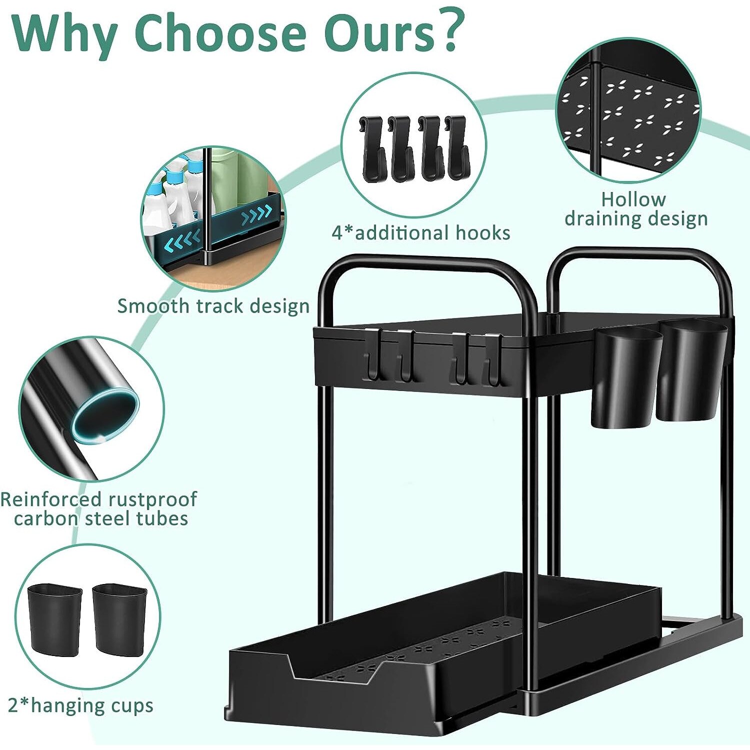 Raft multifunctional, 4 carlige, 2 cupe, MunDeir®, Negru - eMAG.ro