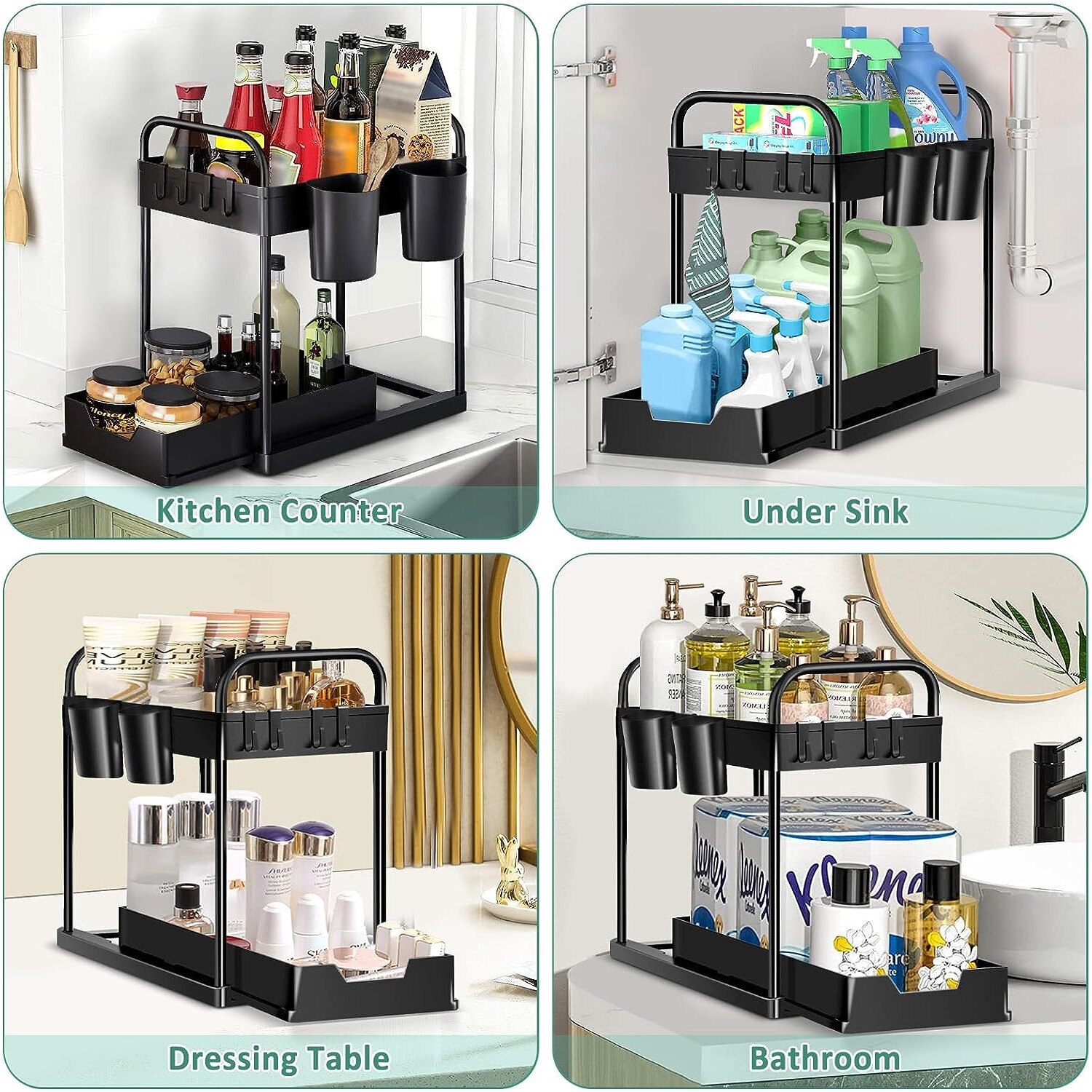 Raft multifunctional, 4 carlige, 2 cupe, MunDeir®, Negru - eMAG.ro