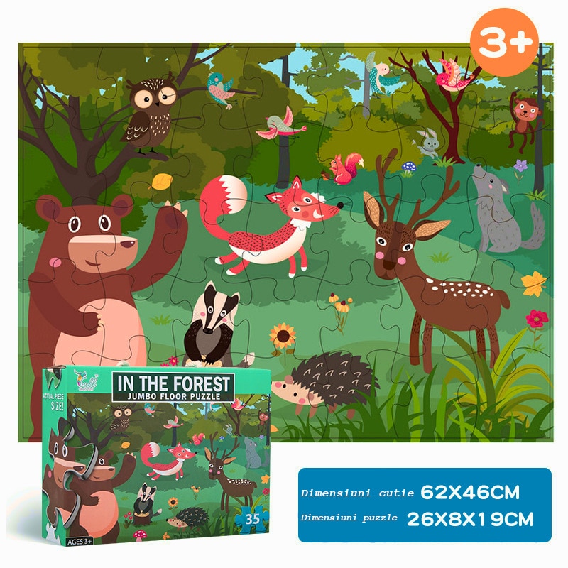 Puzzle pentru Copii, cu Animale, Jumbo Floor, 35 de piese, Educativ ...