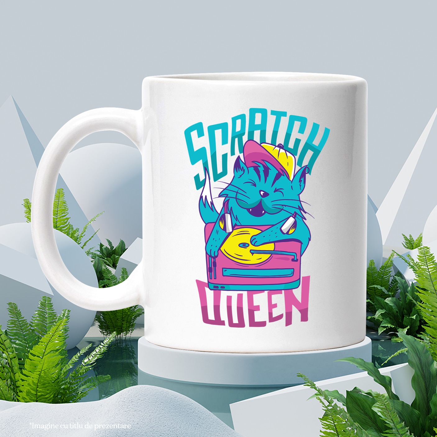 Vicces üzenet bögre Scratch Queen, Cat DJ, Kalap, Hipster, Club Lovers ...