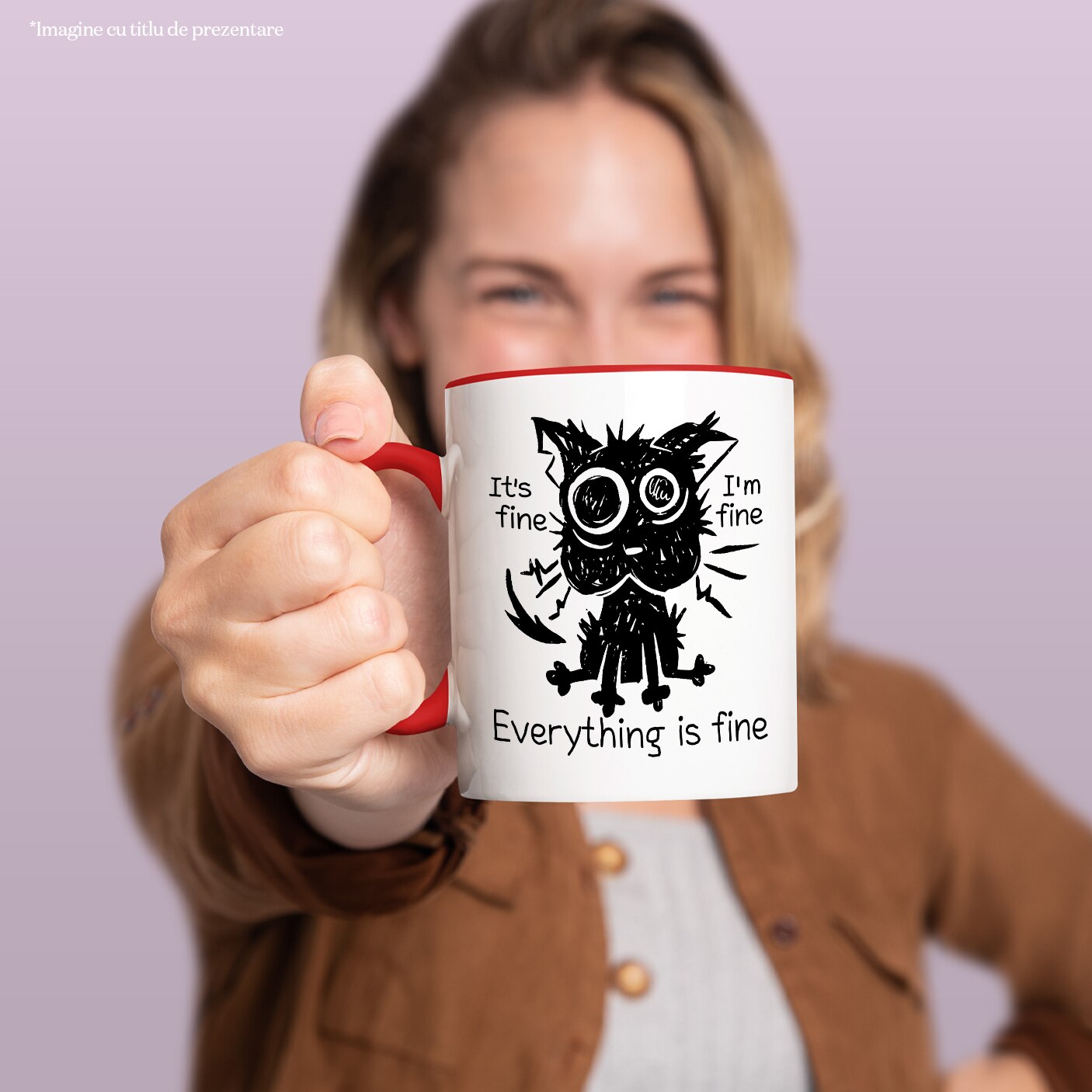 Cana Cu Text It's Fine I'm Fine, Pisica Neagra Electrocutata, Pisici Si Motani, Multicolor 330 ...