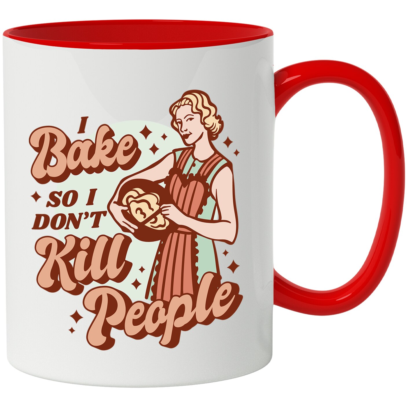 Чаша с Woman Making Cakes надпис на английски I Bake So I Dont Kill