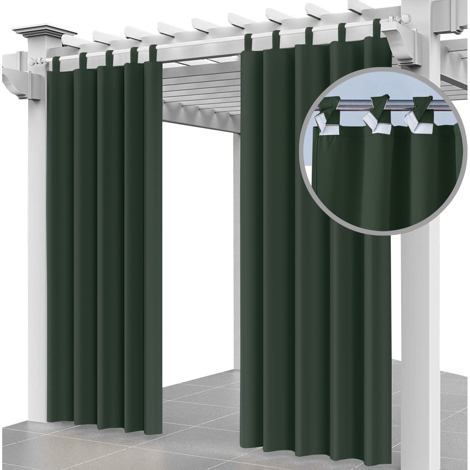 Perdea de exterior, Verde, 155x220 cm, 1 buc, Poliester - eMAG.ro