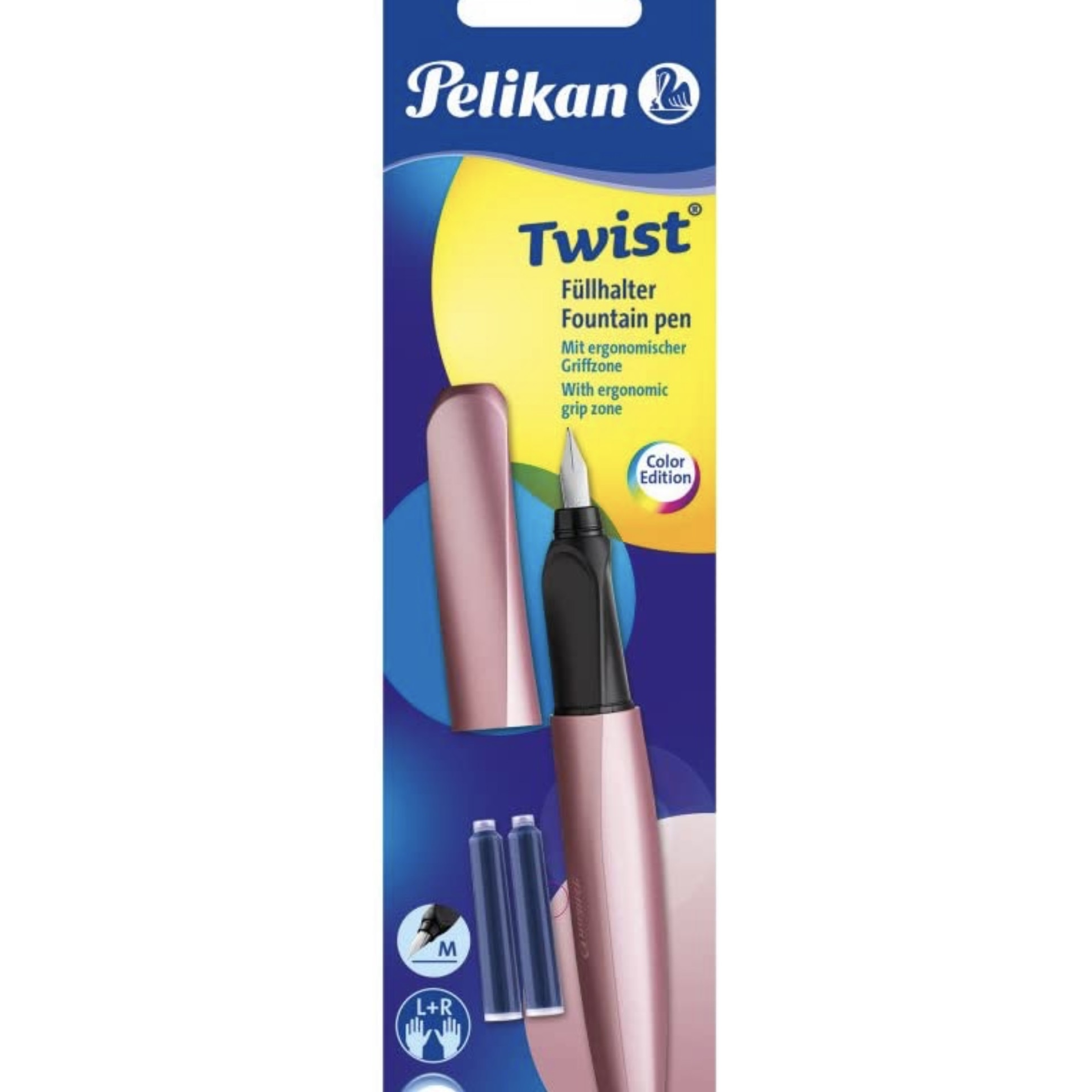 Stilou Pelikan Twist, cu grip ergonomic, include doua rezerve, blister ...