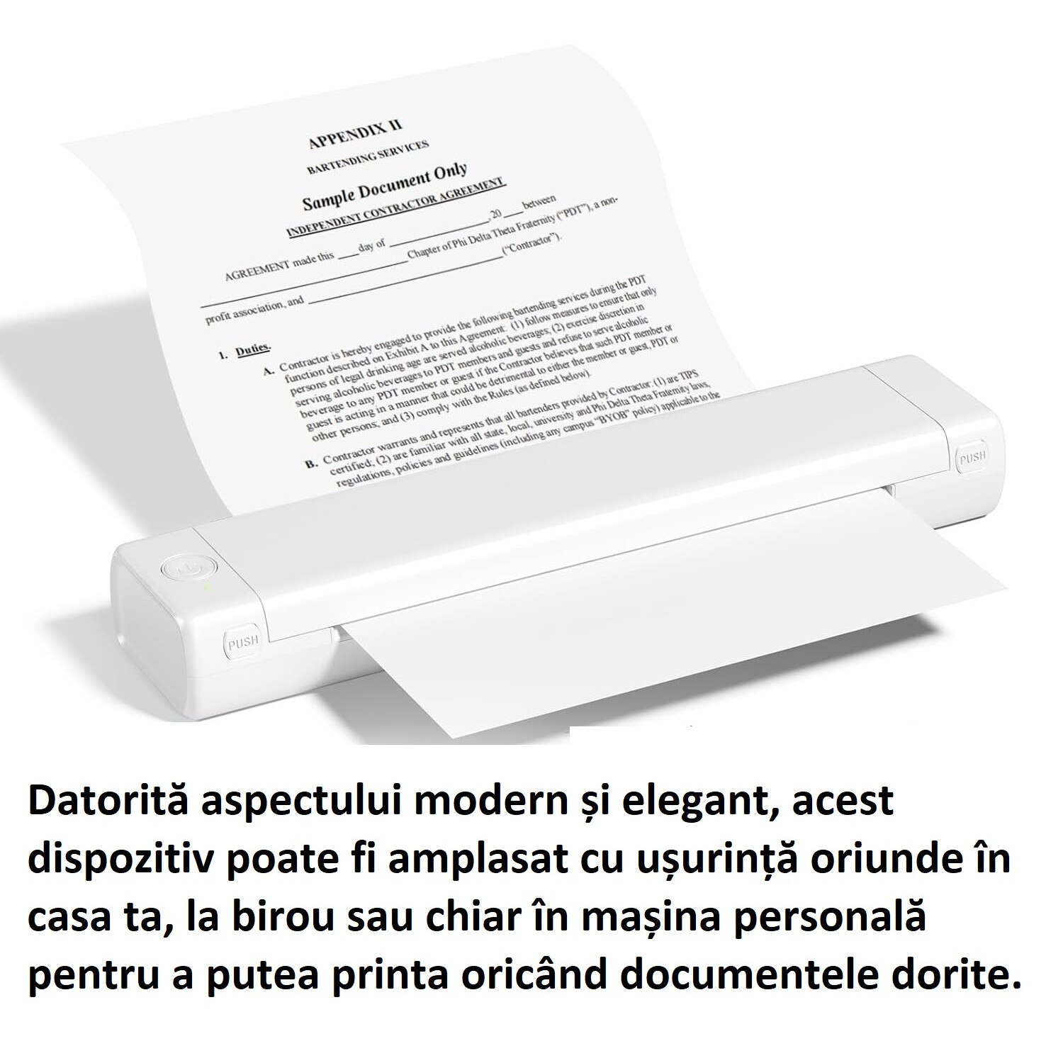 Imprimanta termica portabila A4, Bluetooth, USB, compatibila cu iOS ...