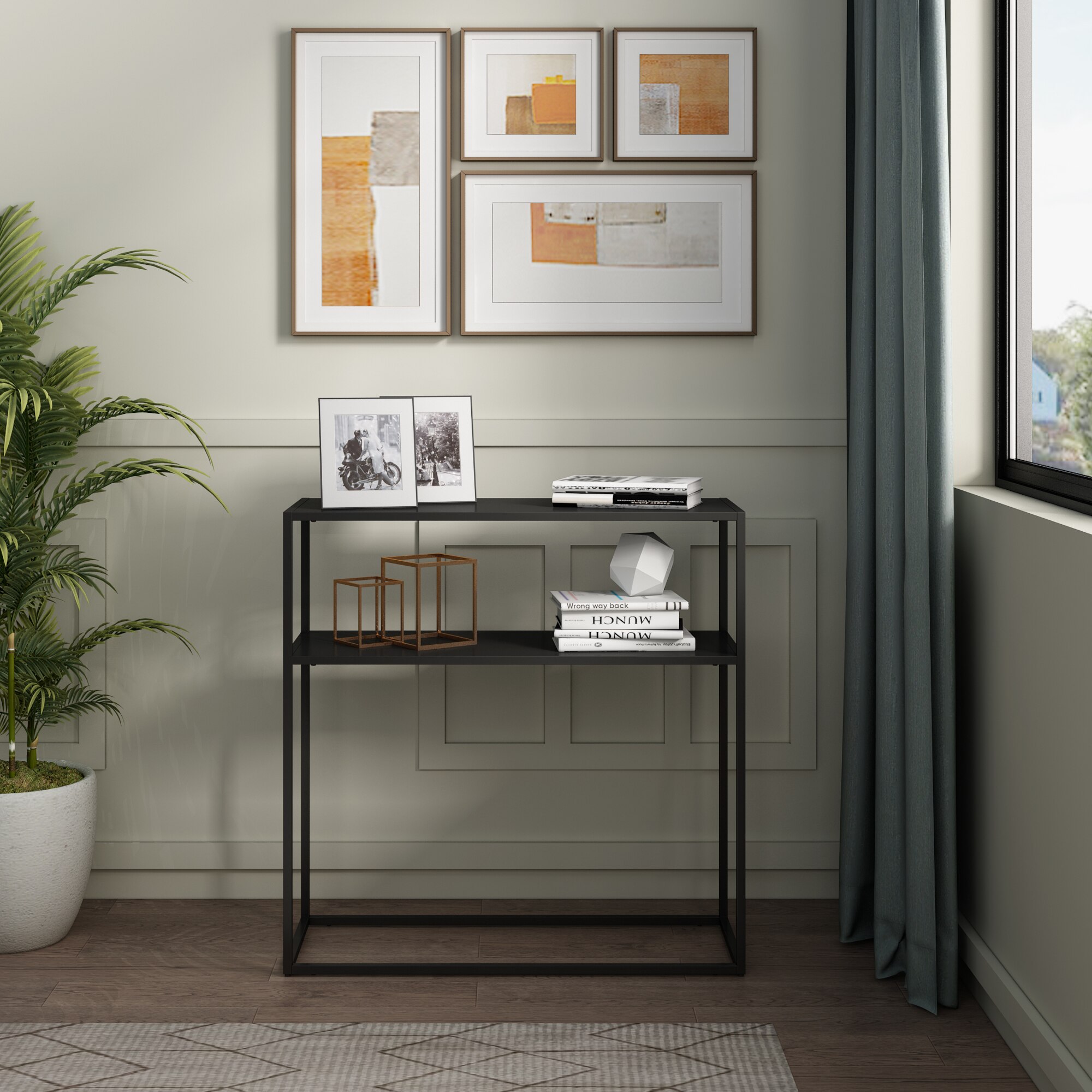 Masa consola, en.casa, PXSL-0160 Kuhmo, 80 x 80 x 30 cm, metal, negru ...